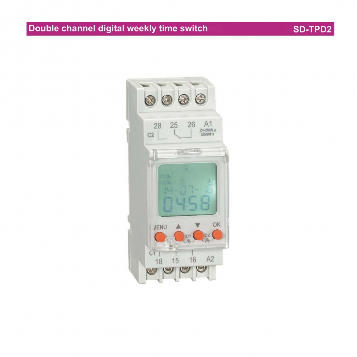 (042) Double channel digital weekly time switch SD-TPD2 Sinoreel
